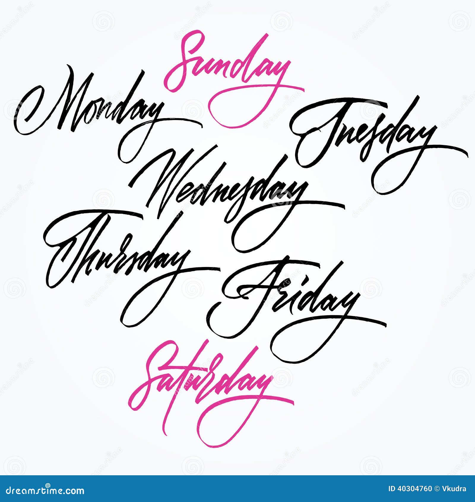Days of the Week. Calligraphy Stock Vector - Illustration of border ...
