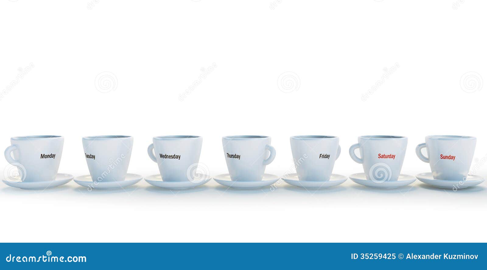 Days of the week on a cups stock image. Image of focus - 35259425