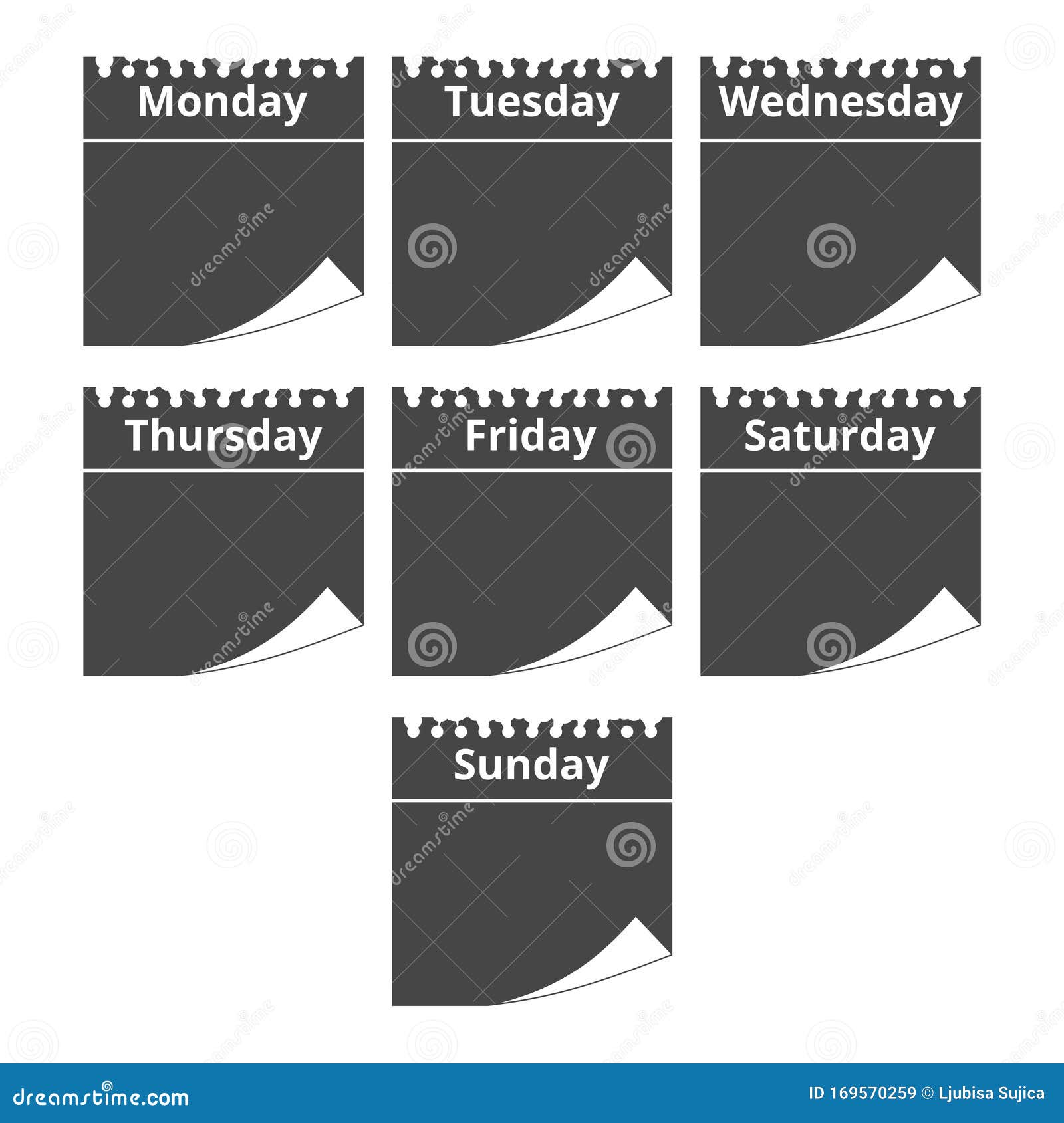 Days of the week stock vector. Illustration of organizer - 169570259
