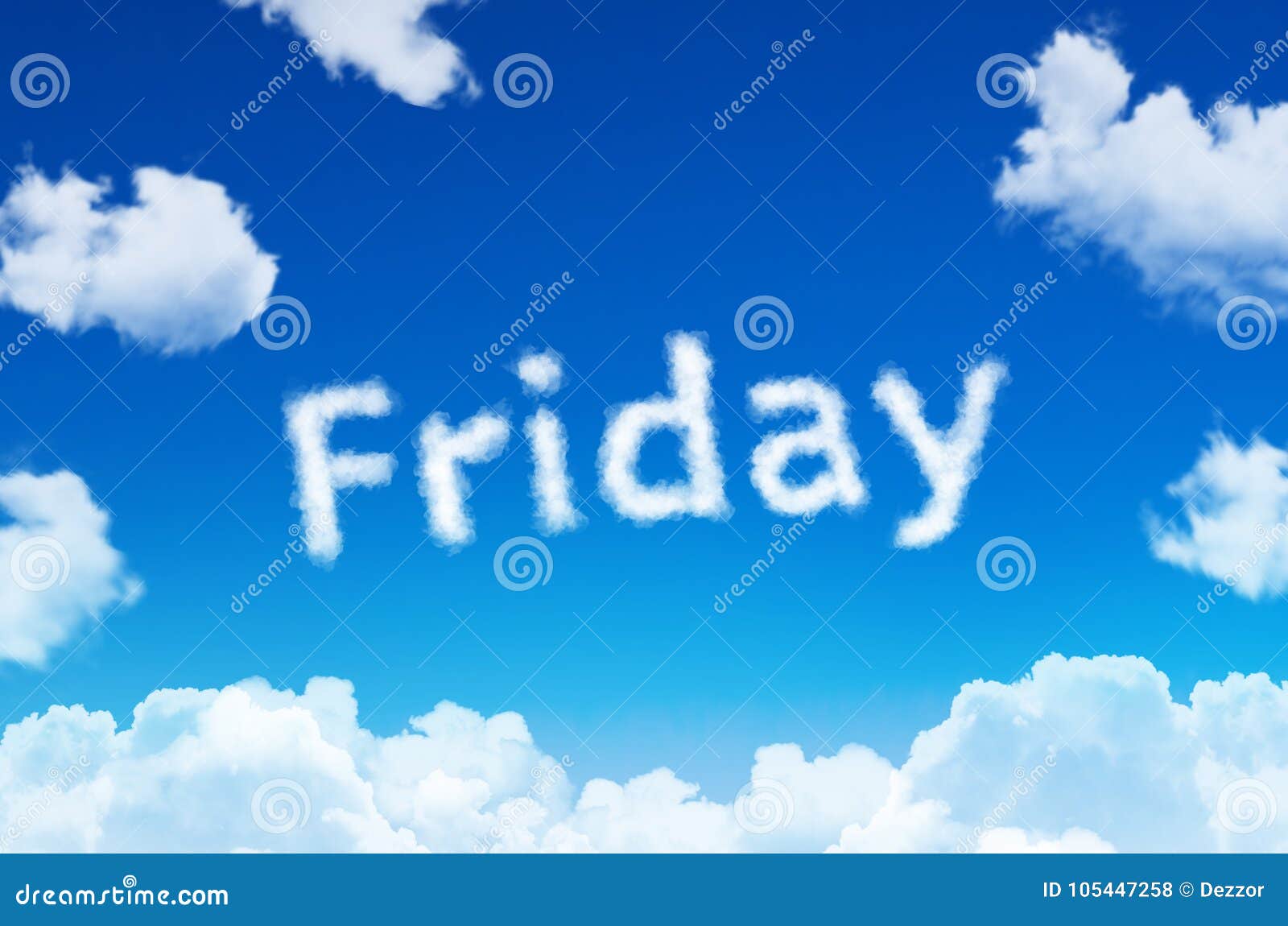 Days of the Week - Friday Cloud Word with a Blue Sky. Stock ...