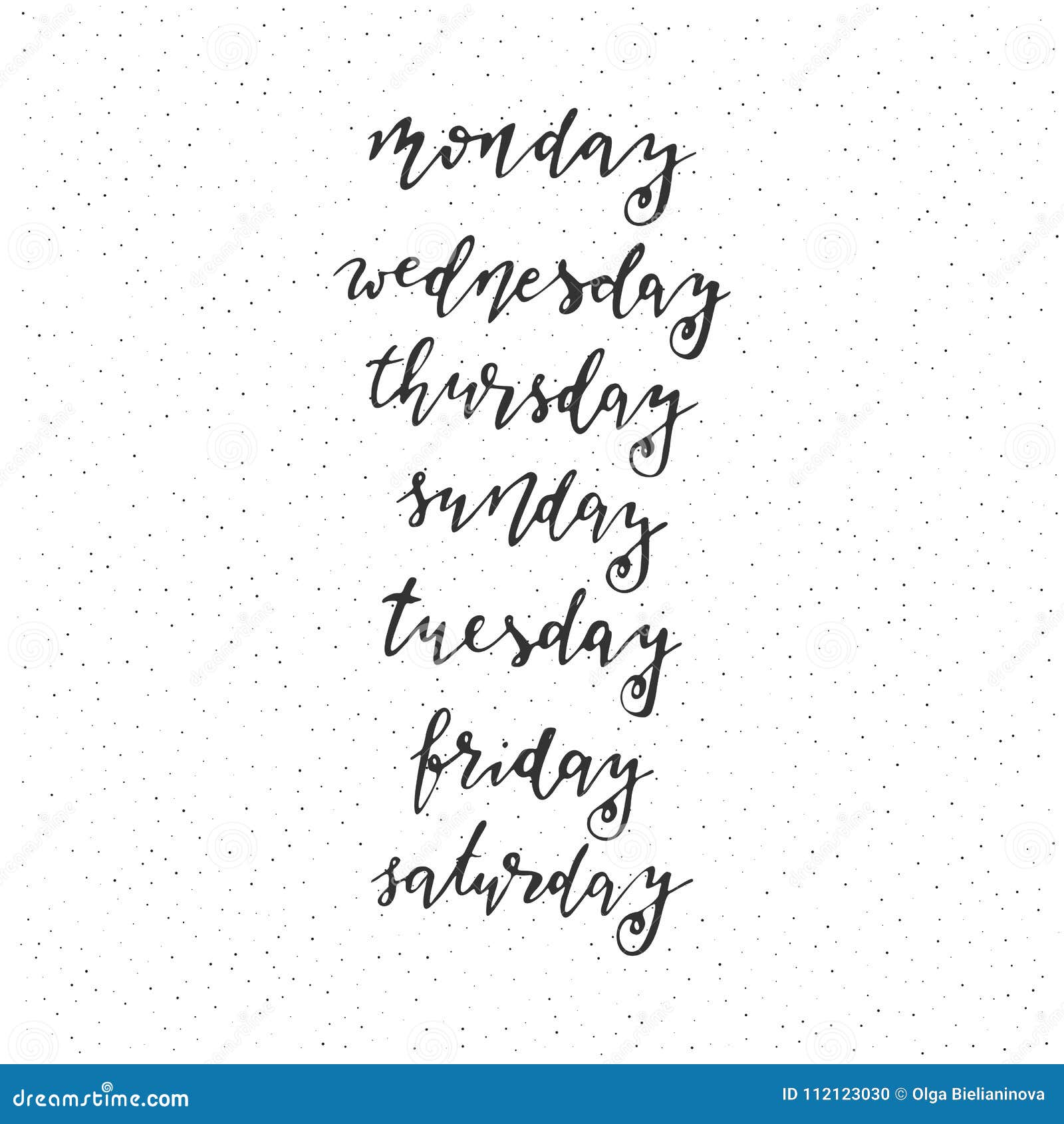Days Of The Week Hand Written Lettering Stock Vector Illustration Of Diary Quote 112123030