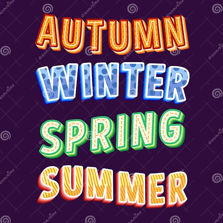 Days Week Months Seasons Lettering Collection Stock Vector ... Days Week Months Seasons Lettering Collection Stock Vector ...