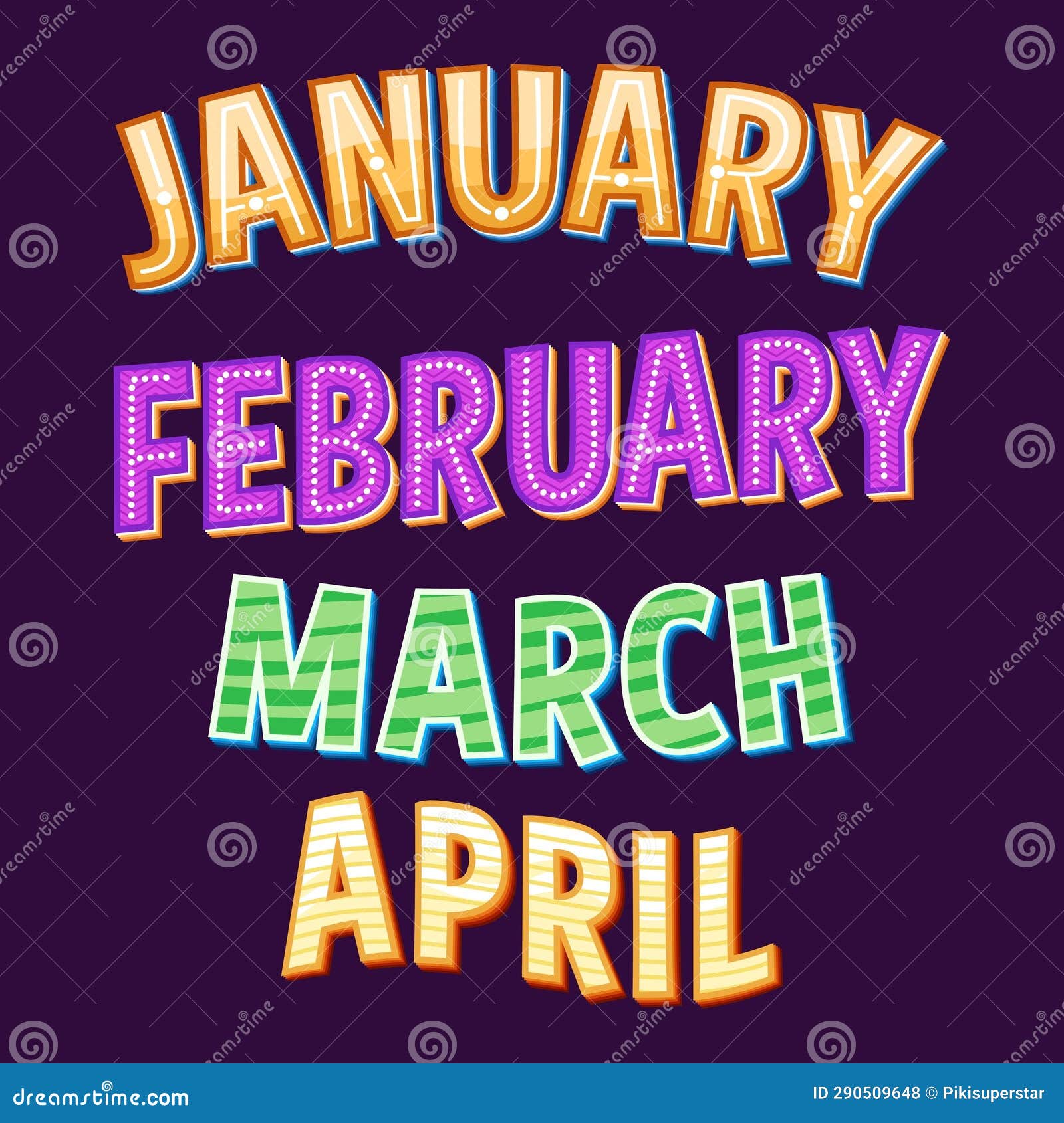 Days Week Months Seasons Lettering Collection Stock Vector ...