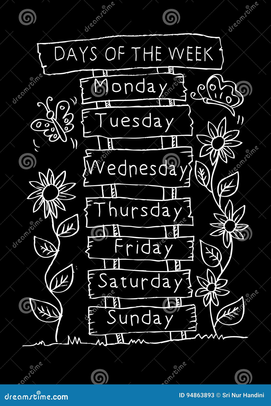 Days of the Week with Name Plate. Stock Vector - Illustration of ...