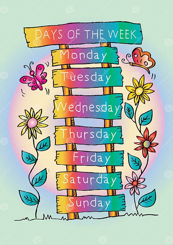 Days of the Week with Name Plate. Stock Vector - Illustration of ...
