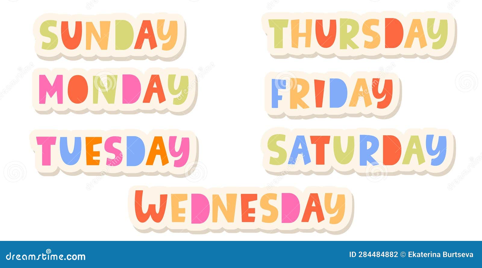 Days of Week Set Sticker Planner Lettering Element Stock Vector ...