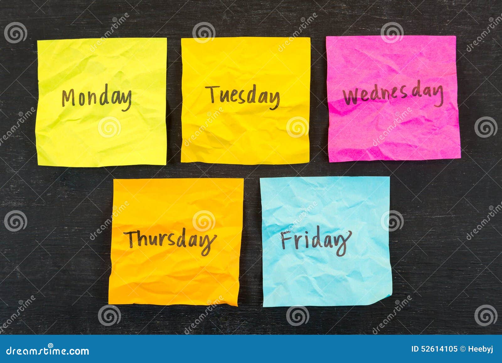Days of Week Sticky Notes stock image. Image of pink - 52614105
