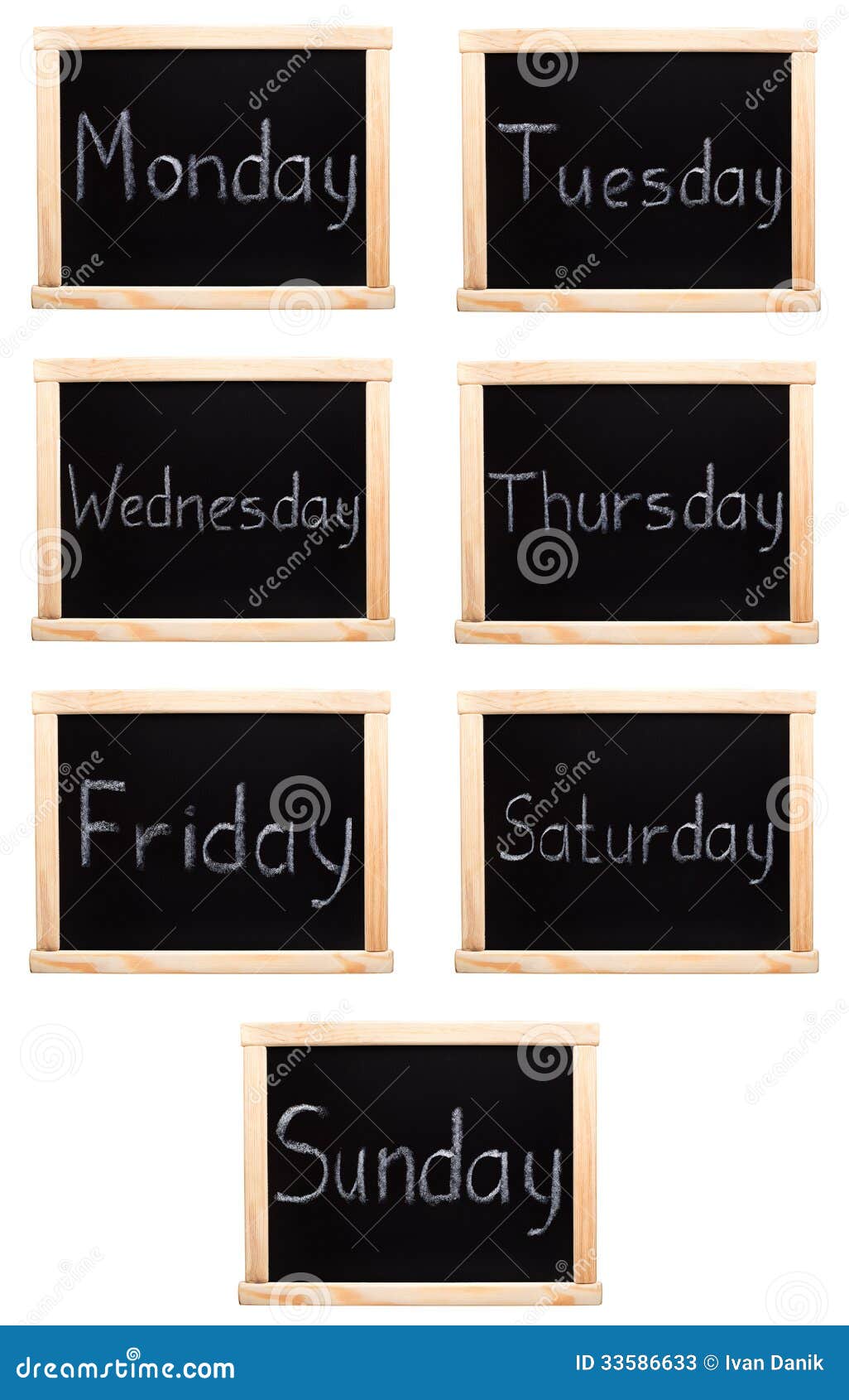 Days of the week stock image. Image of frame, chalkboard - 33586633