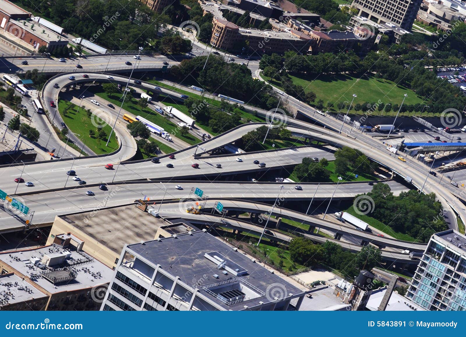 Daytime Aerial Expressway View Of Chicago Picture. Image: 5843891