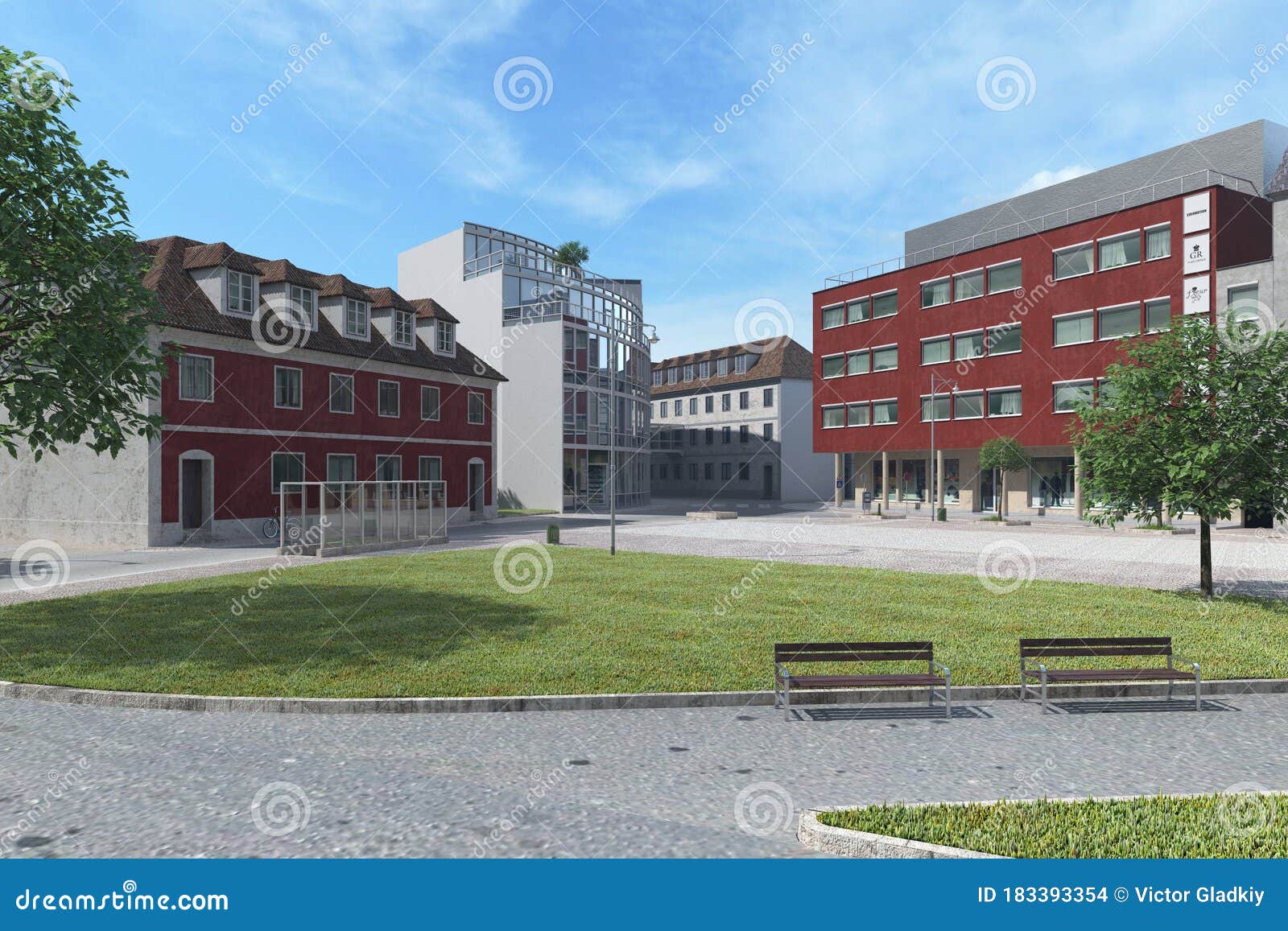 Daytime Cityscape Empty Streets and Area 3d Illustration Stock ...
