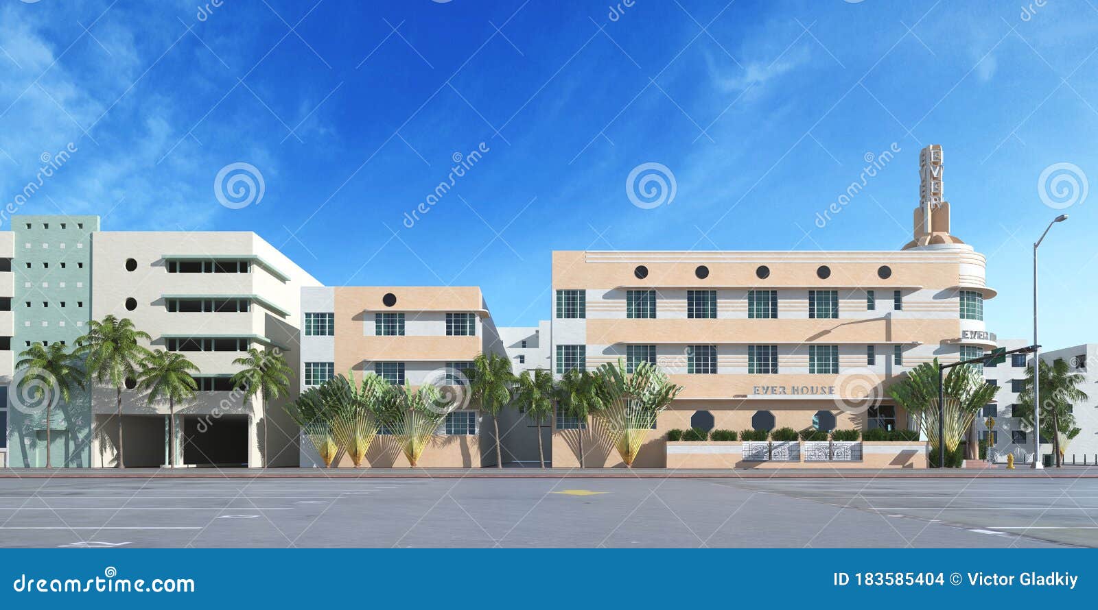 Daytime Cityscape Empty Streets and Area 3d Illustration Stock ...