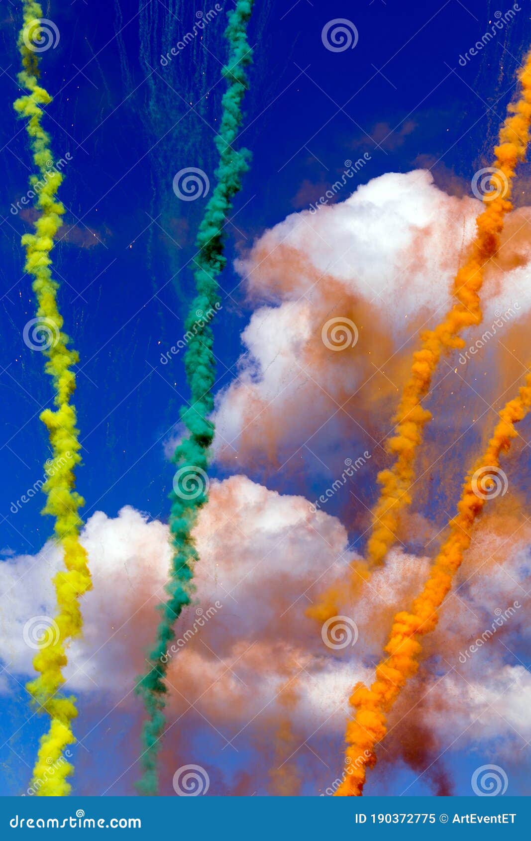 Daytime Fireworks Against Blue Sky in Summer Stock Image - Image of ...