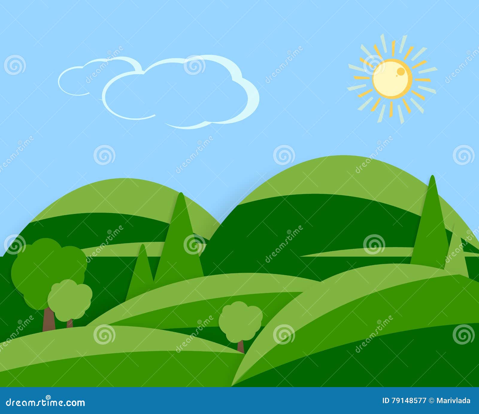 Daytime flat vector scene stock vector. Illustration of natural - 79148577