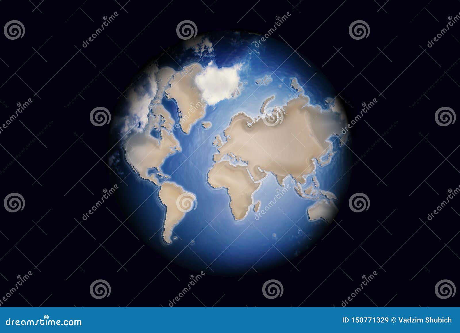 Daytime Globe With Clouds Isolated On Dark Background Royalty-Free ...