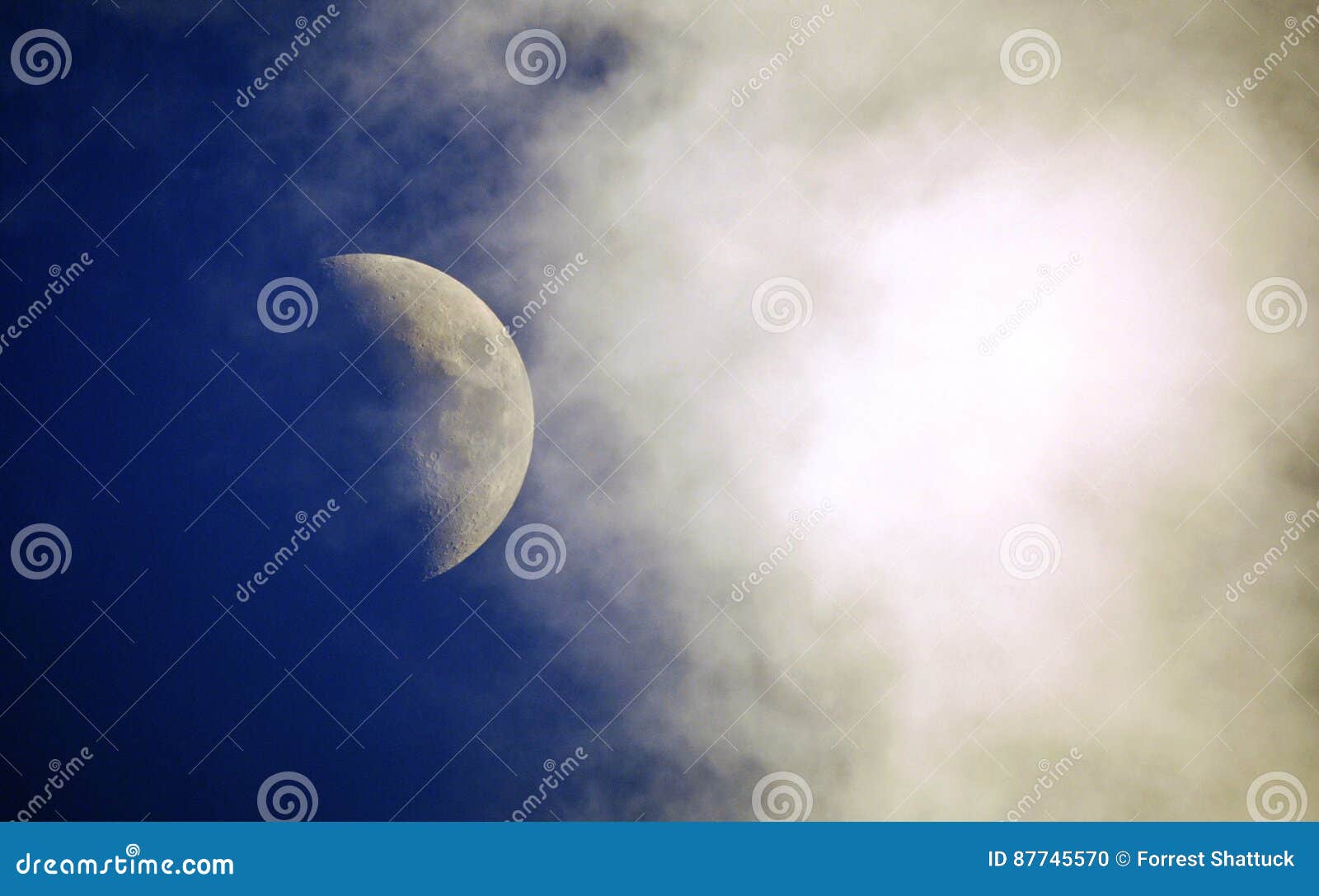 Daytime moon stock photo. Image of universe, waxing, moon - 87745570