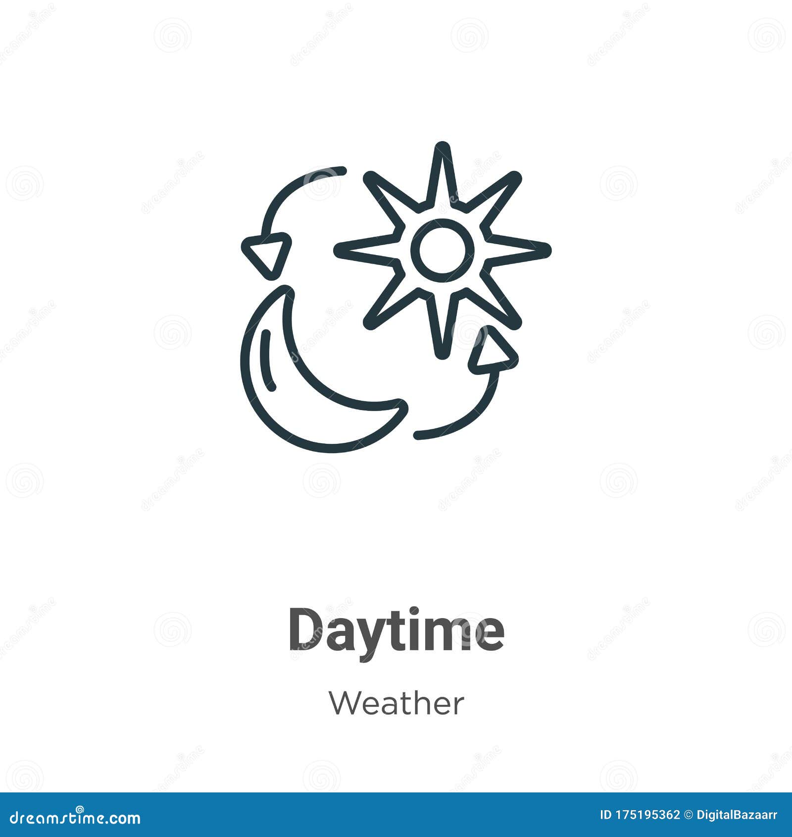 Daytime Outline Vector Icon. Thin Line Black Daytime Icon, Flat Vector ...