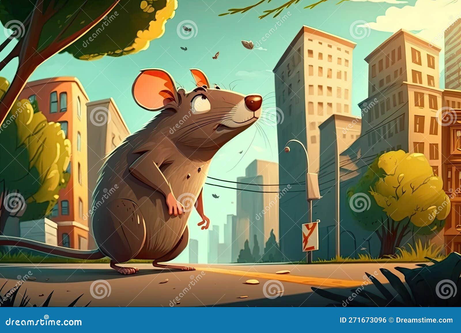 Daytime rat on the streets stock illustration. Illustration of ...