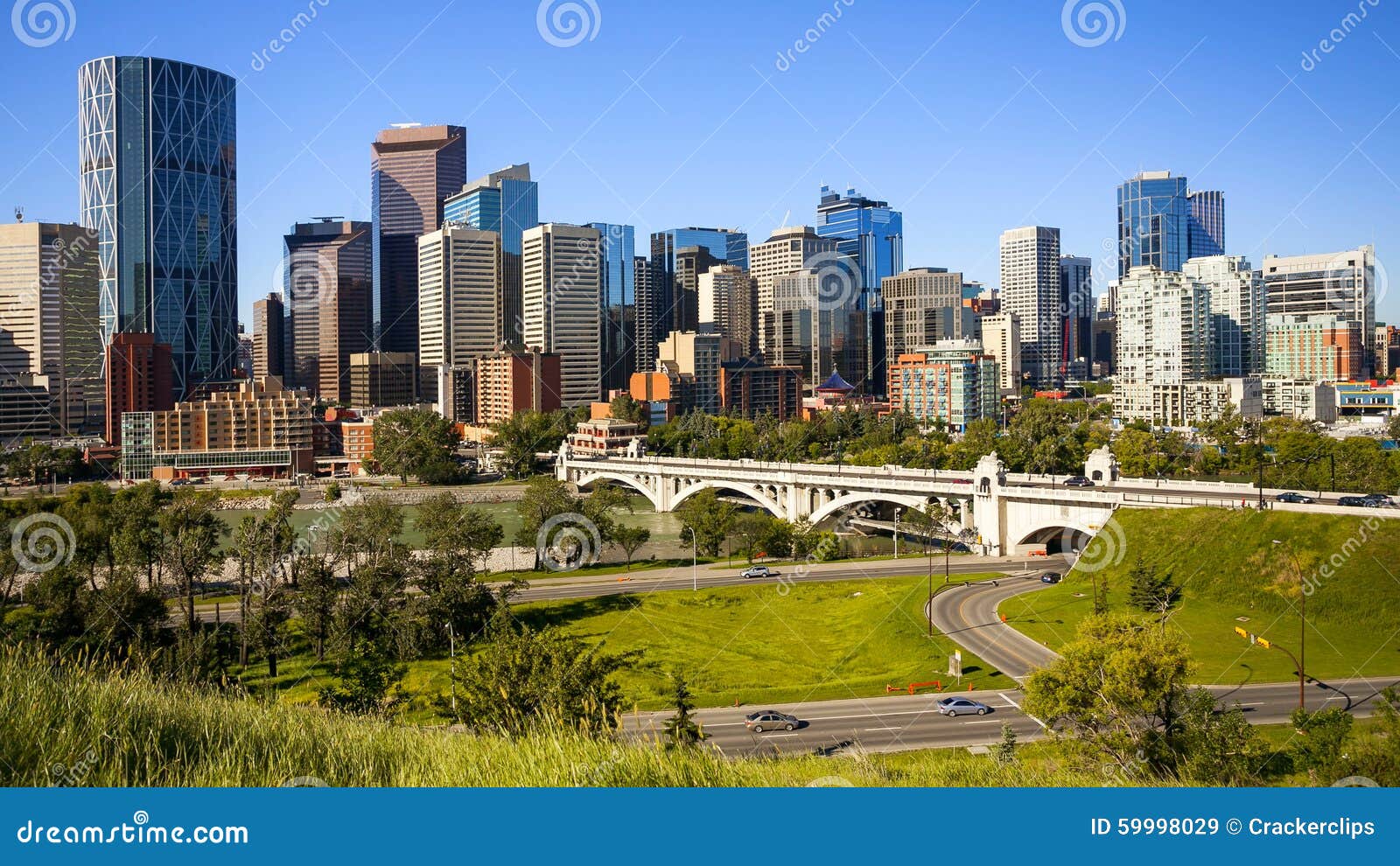 Daytime View of the Calgary Skyline Stock Image - Image of waterfront ...