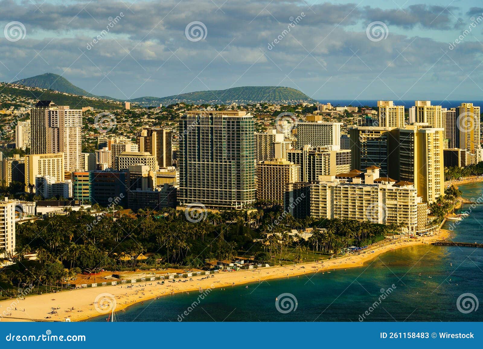 Daytime View Over Honolulu City Onboard Helicopter Editorial Stock ...