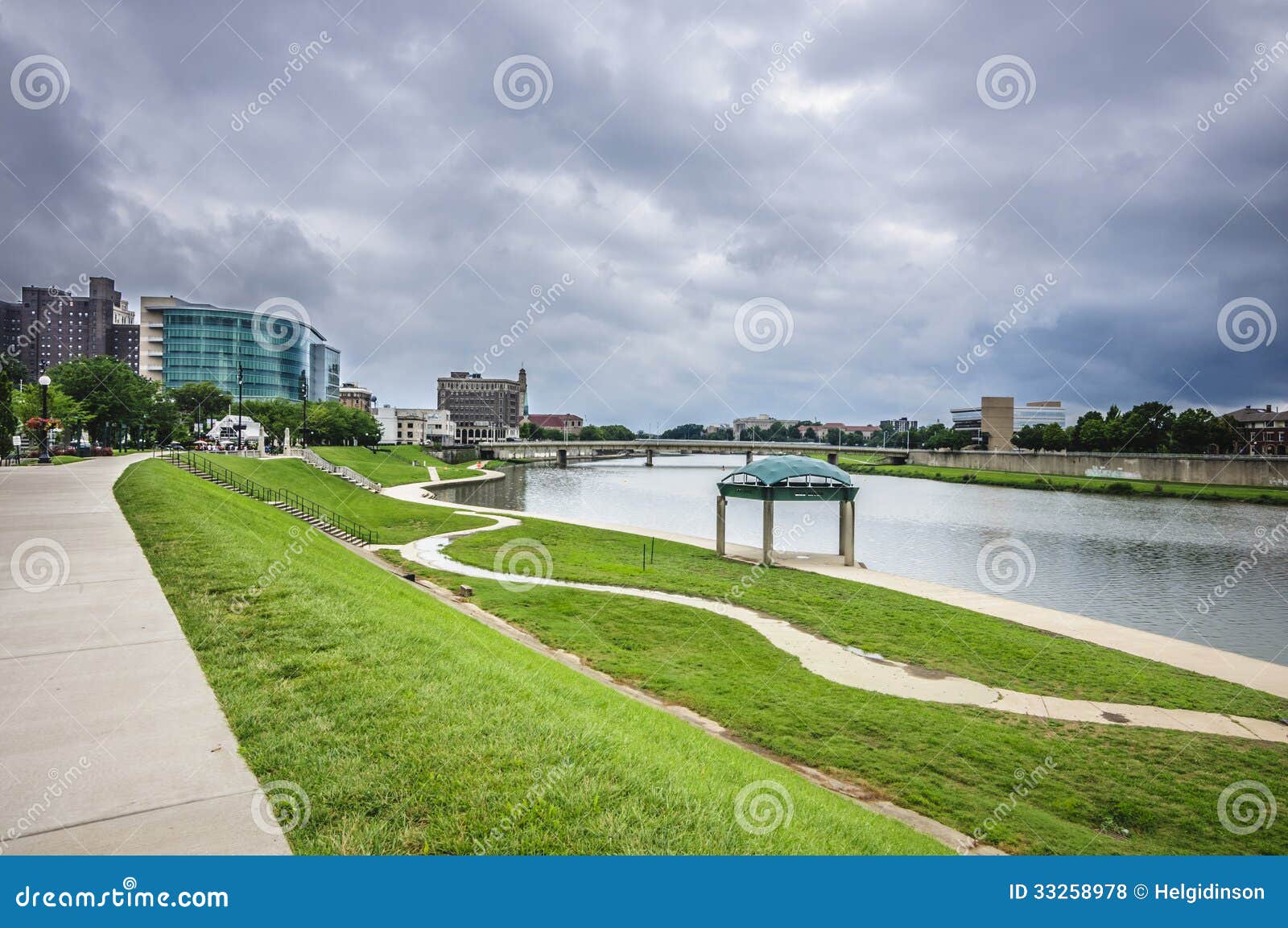 Dayton Ohio city skyline editorial stock photo. Image of landscaping ...