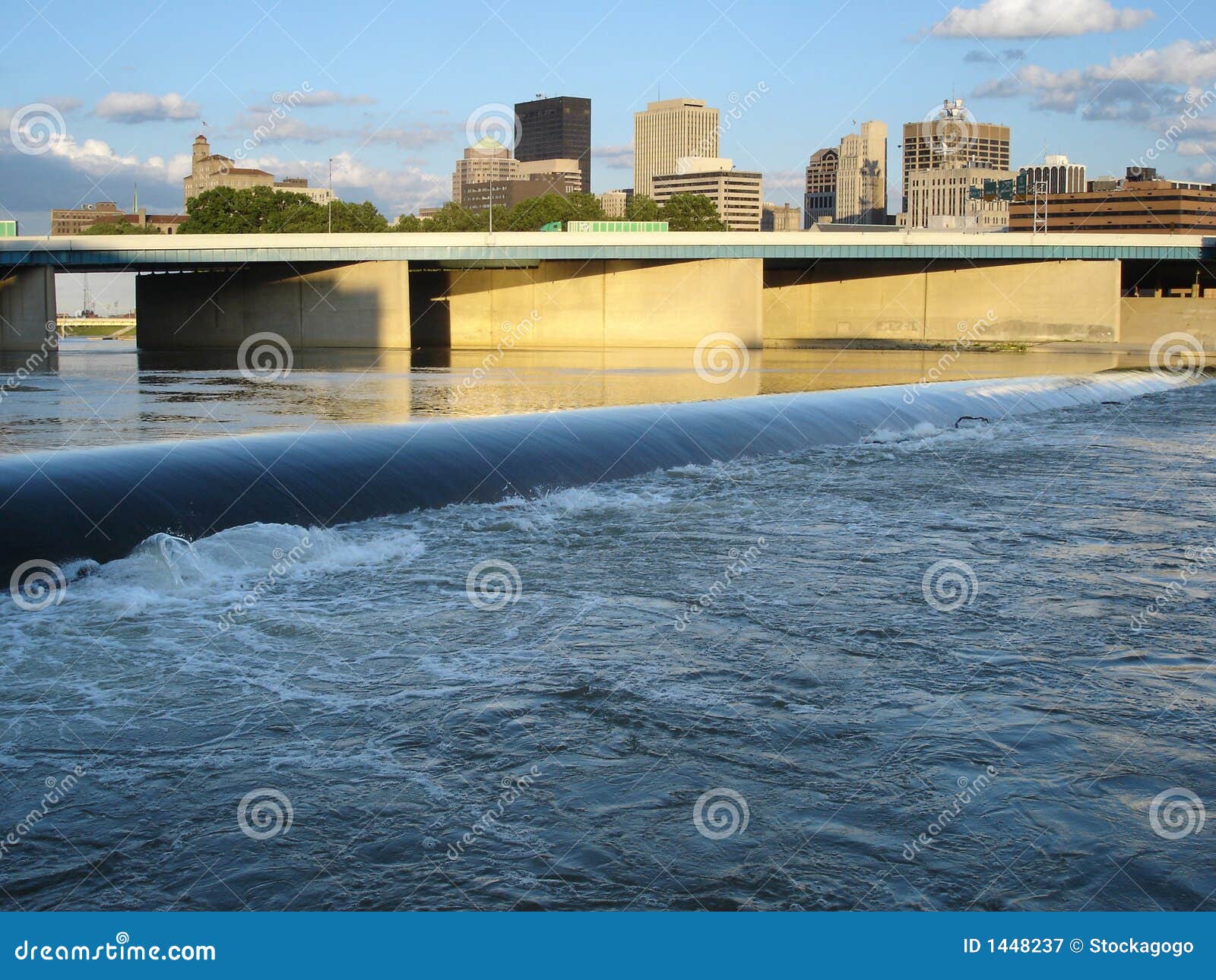 Dayton, Ohio Skyline with River and Dam Stock Image - Image of dayton ...