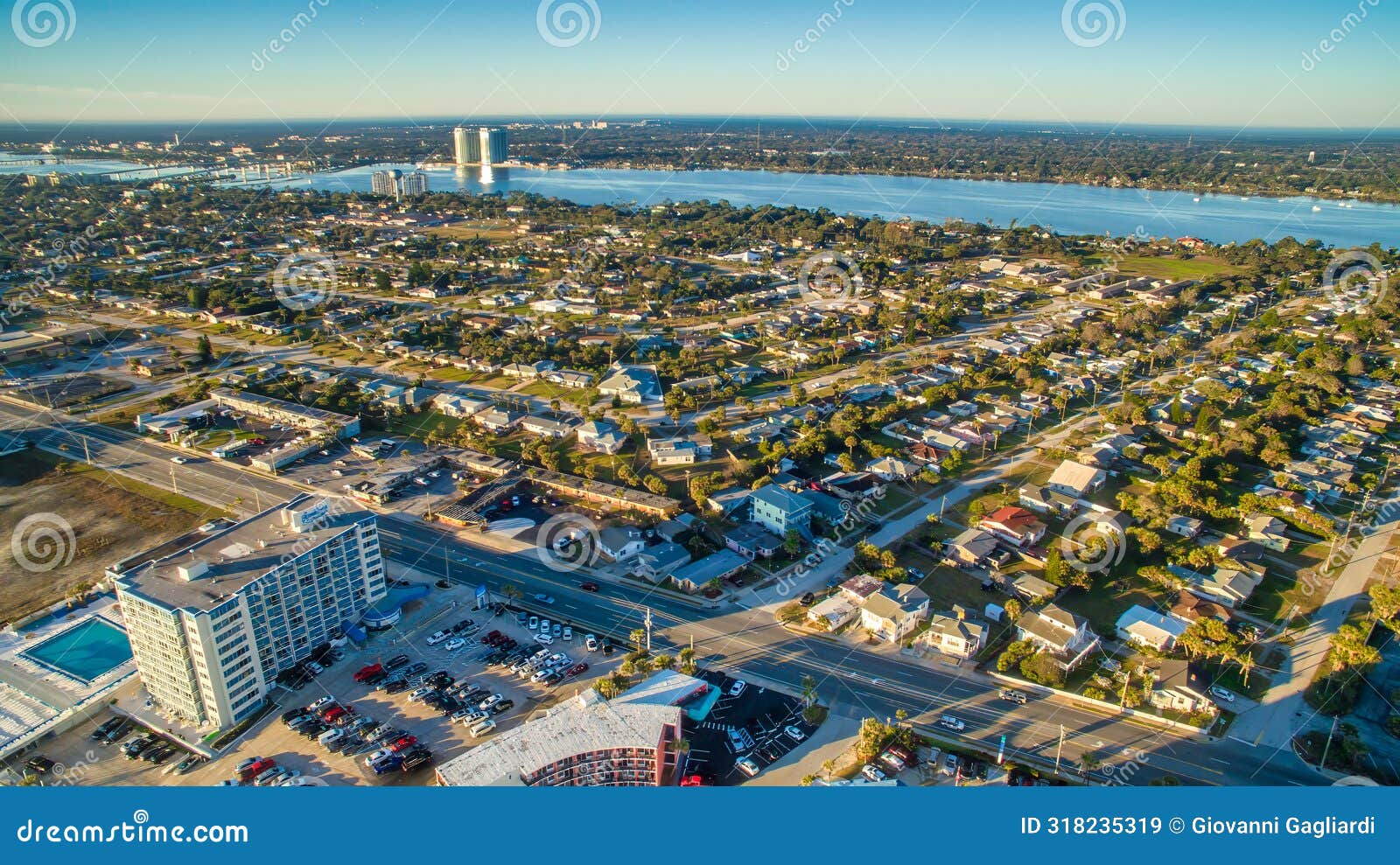 Daytona, Florida - Panoramic Aerial View of the Beautiful Daytona Beach ...