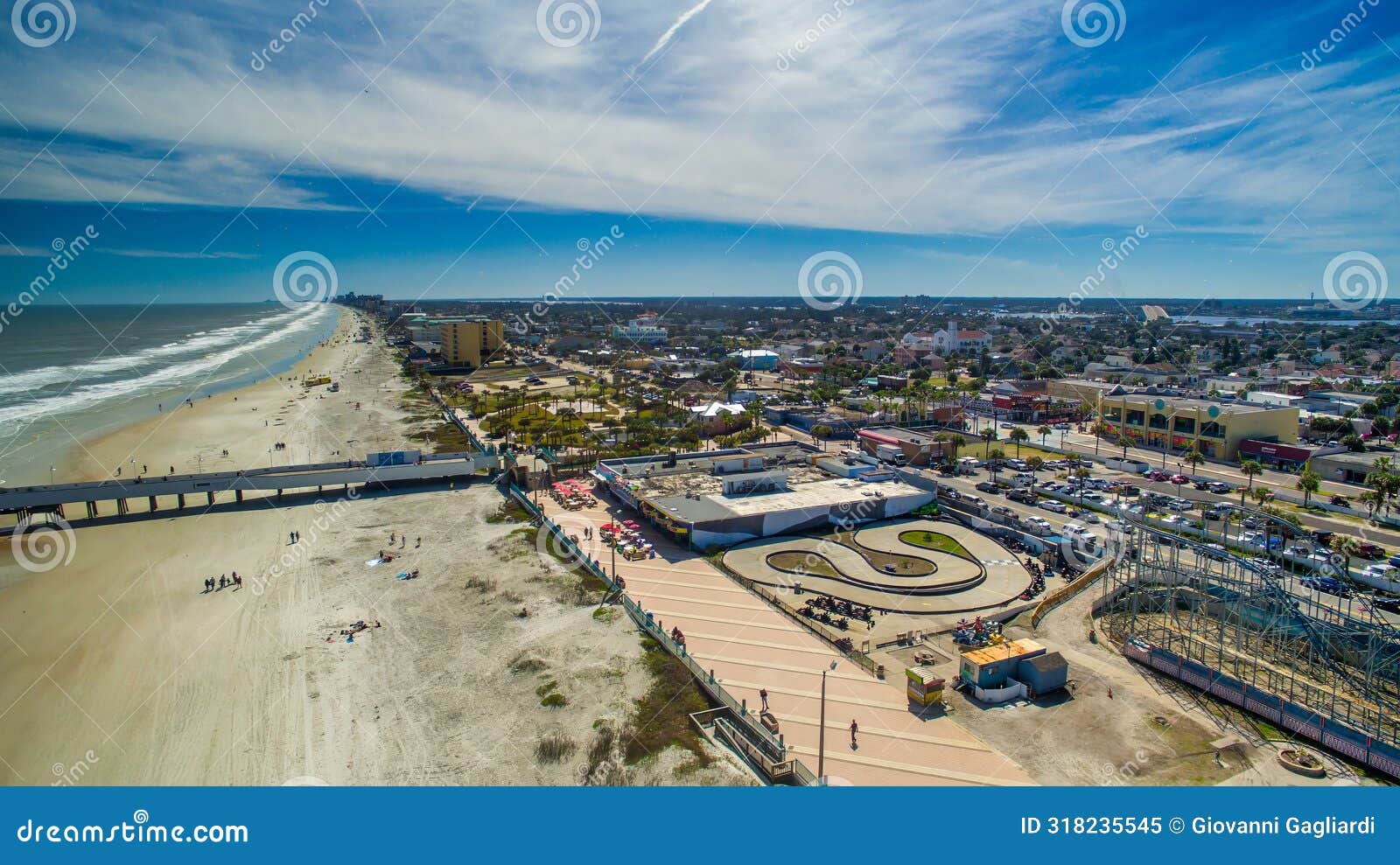 Daytona, Florida - Panoramic Aerial View of the Beautiful Daytona Beach ...