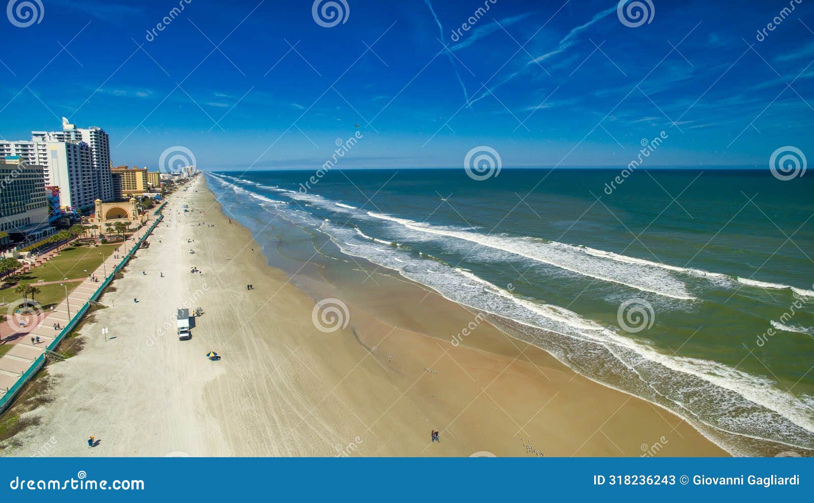 Daytona, Florida - Panoramic Aerial View of the Beautiful Daytona Beach ...