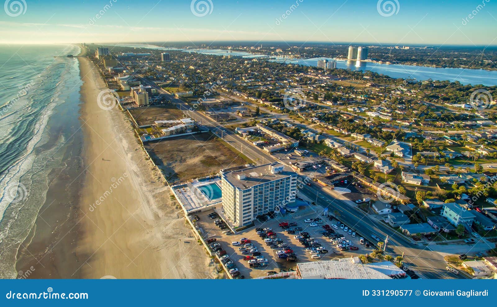 Daytona, Florida - Panoramic Aerial View of the Beautiful Daytona Beach ...