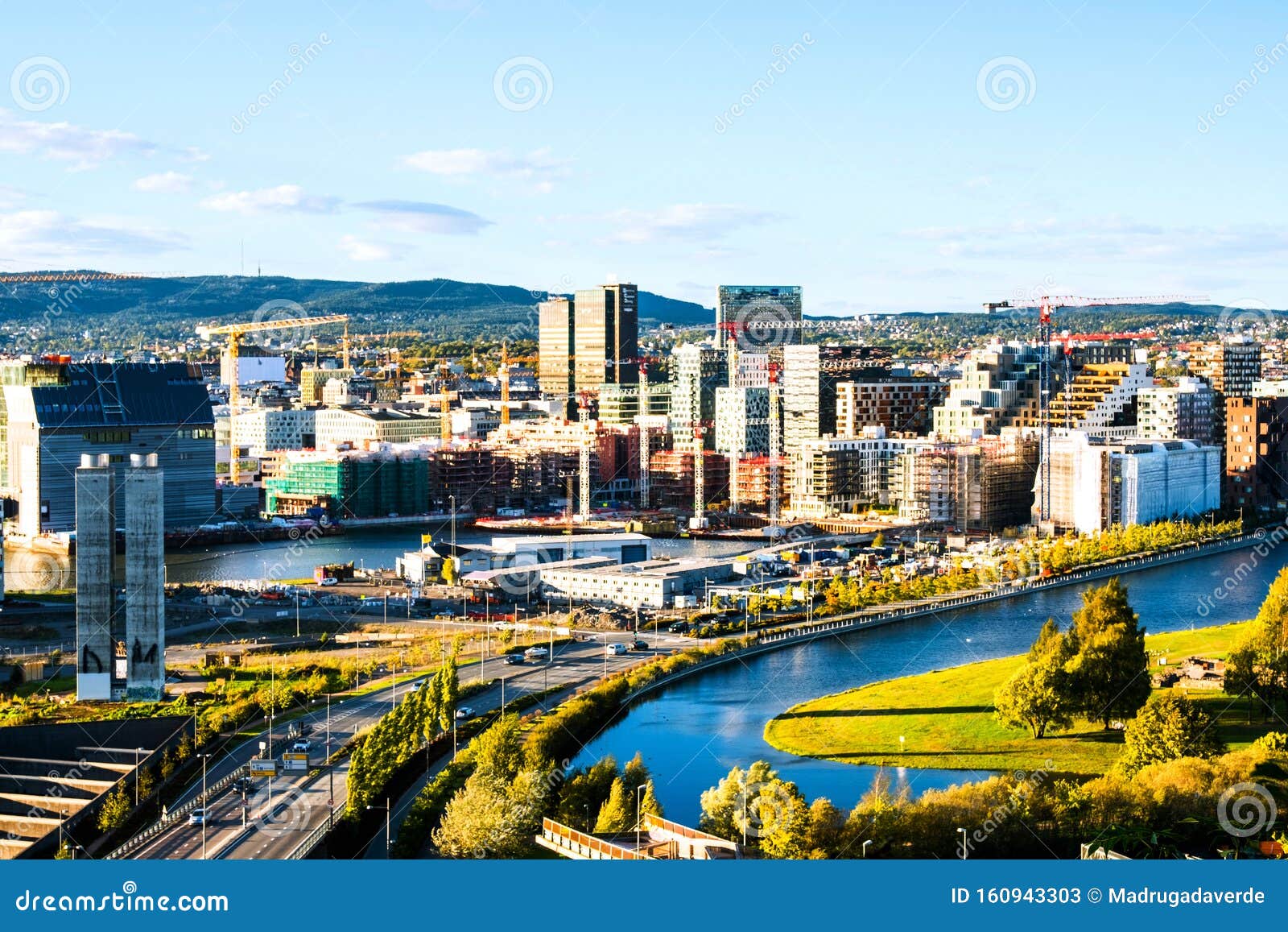 A Dayview of Sentrum Area of Oslo, Norway, with Barcode Buildings Stock ...
