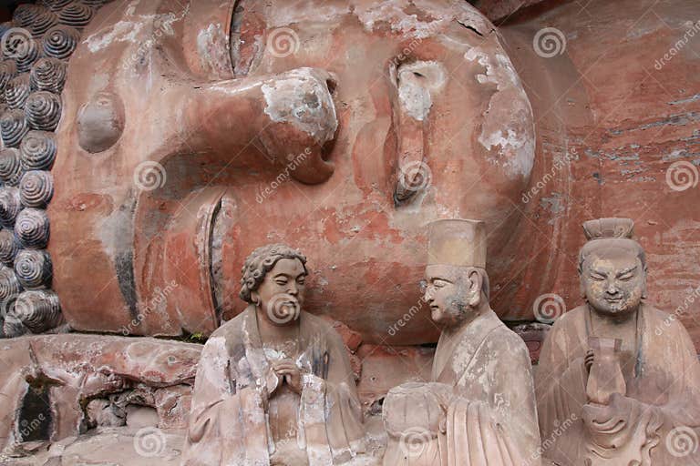 Dazu carvings stock image. Image of figure, oriental, mountain - 7376177