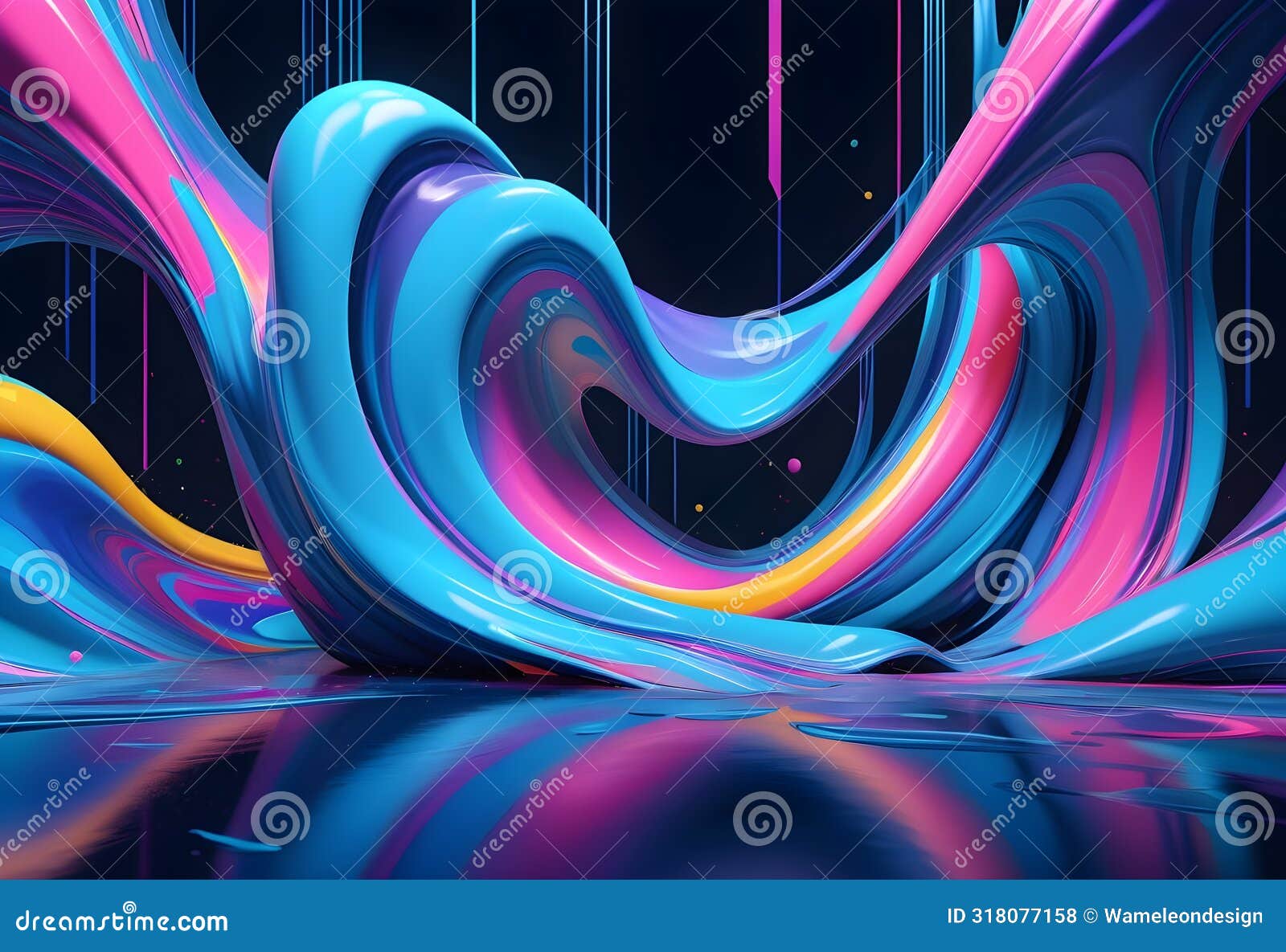 Dazzling, Amorphous 3D Structures in a Prismatic Color Scheme Stock ...