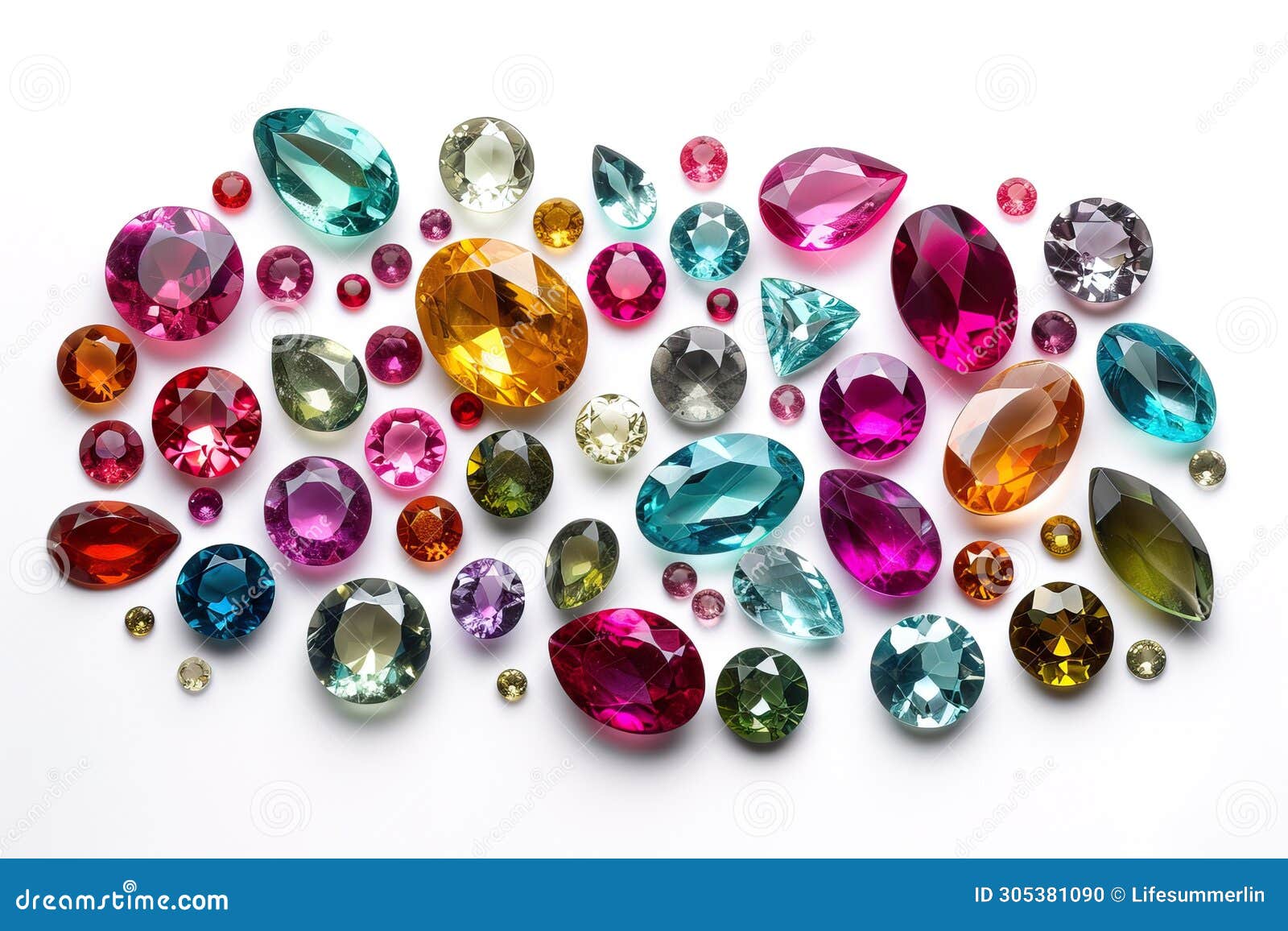 Dazzling Array of Colored Gems on White Background Stock Photo - Image ...