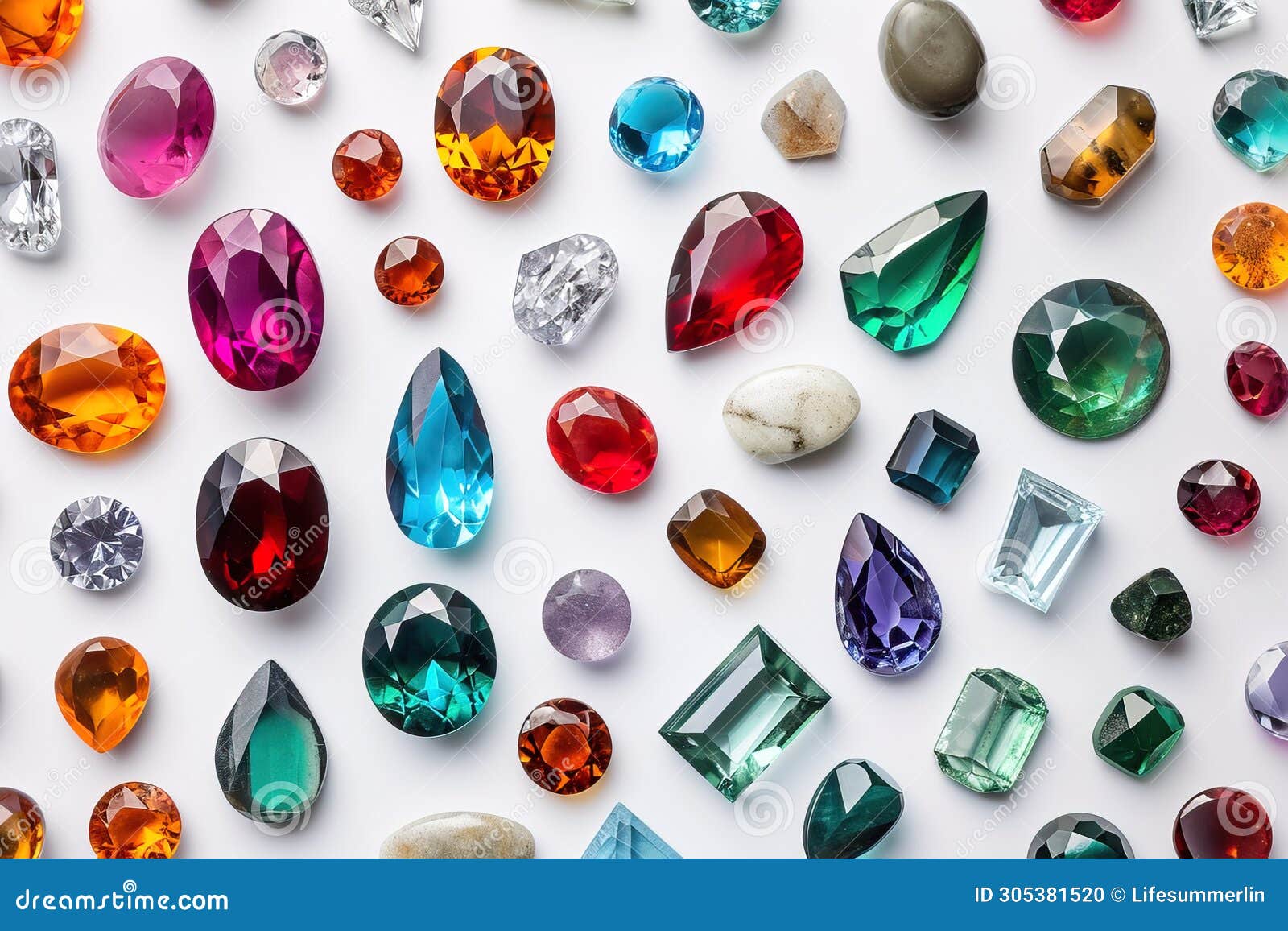 Dazzling Array of Colored Gems on White Background Stock Photo - Image ...