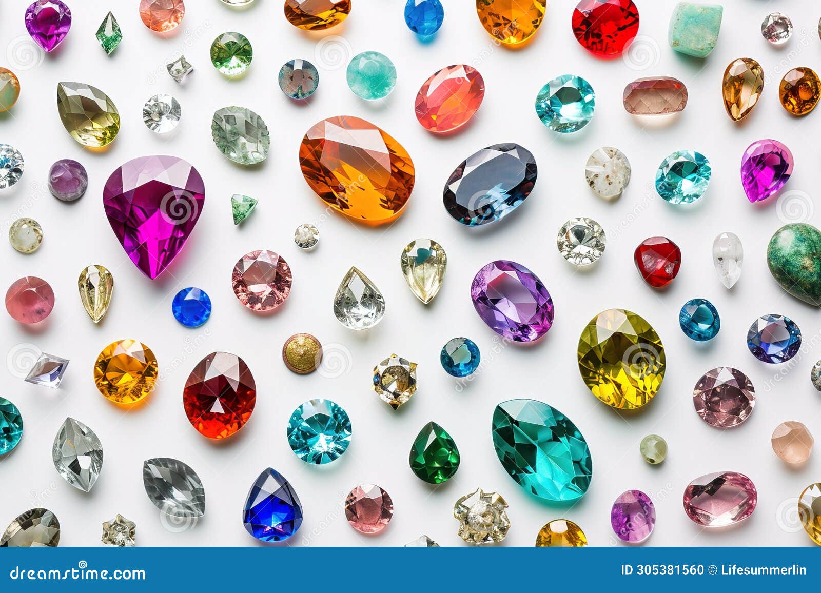 Dazzling Array of Colored Gems on White Background Stock Photo - Image ...