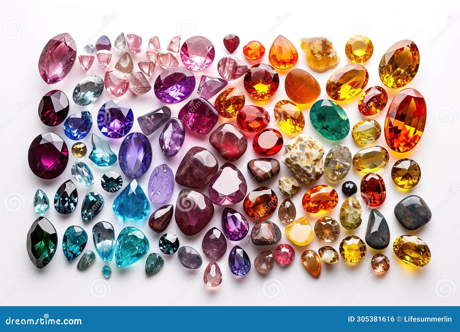 Dazzling Array of Colored Gems on White Background Stock Photo - Image ...