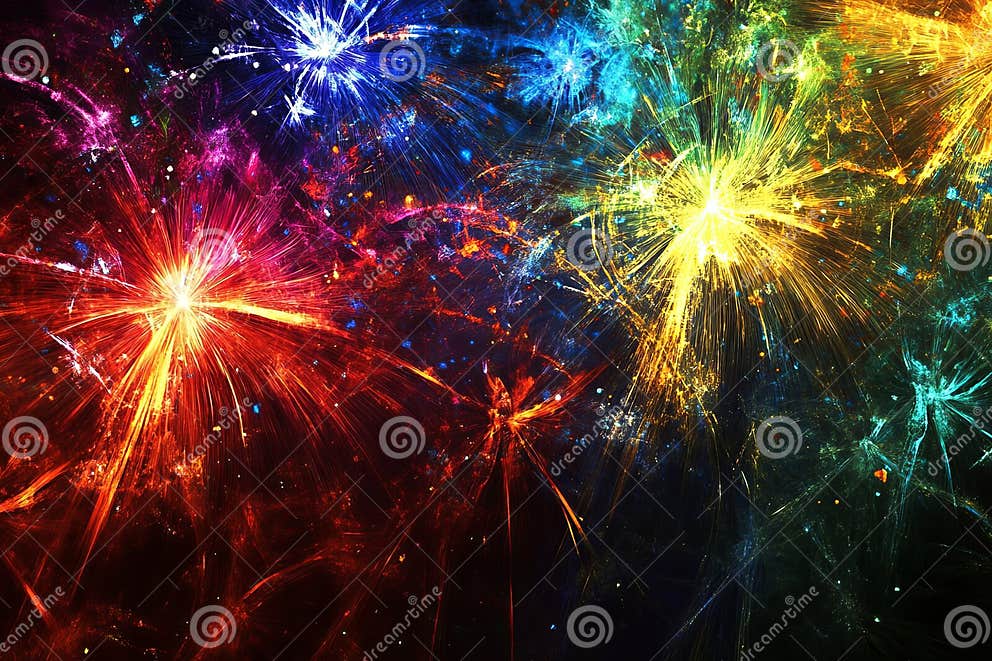 Colorful Explosion of Light and Patterns in a Cosmic Abstract Design ...