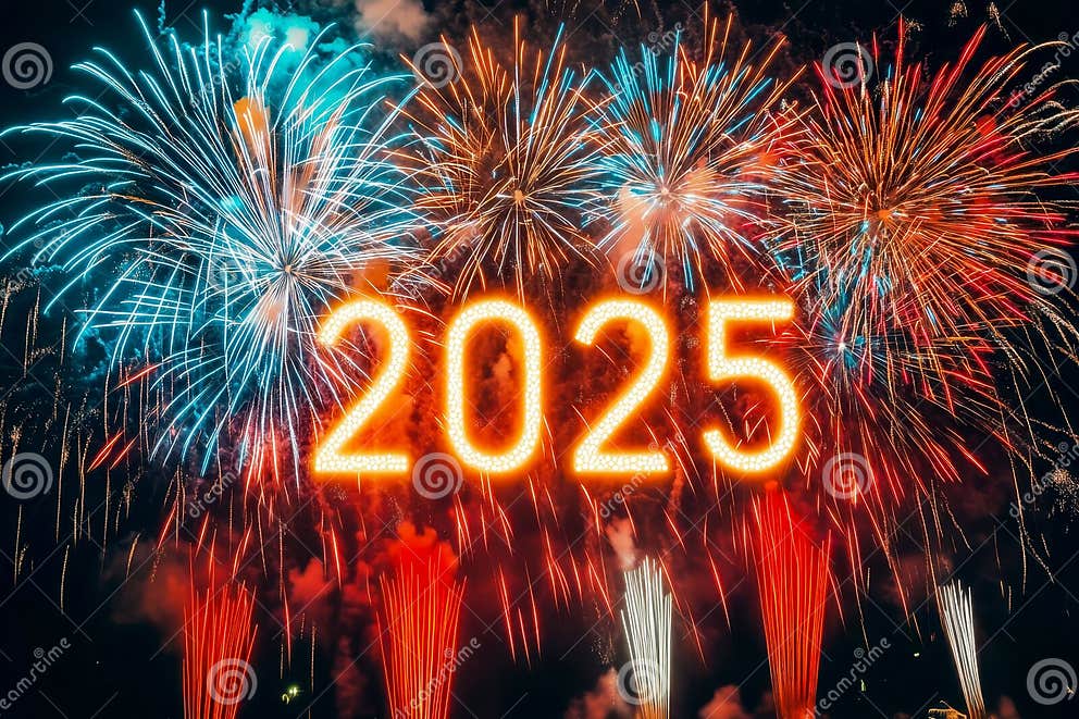 A Dazzling Array of Fireworks Explodes in Various Vibrant Colors ...