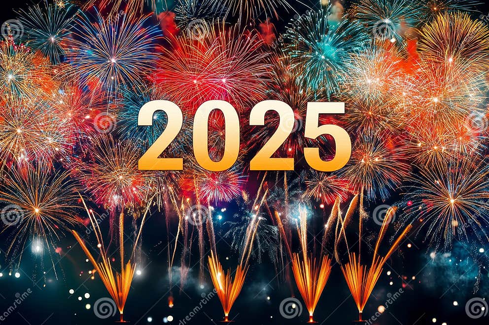 A Dazzling Array of Fireworks Explodes in Various Vibrant Colors ...