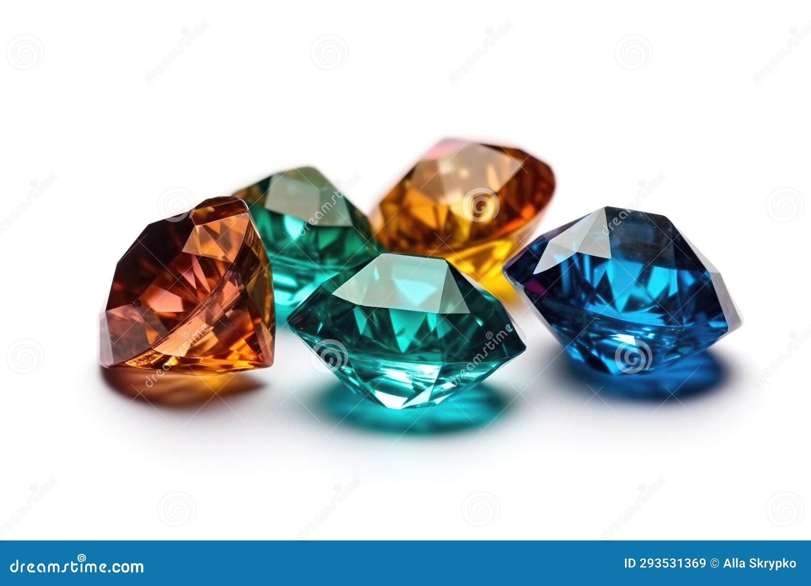 Dazzling Colourful Gems on a White Background Stock Illustration ...