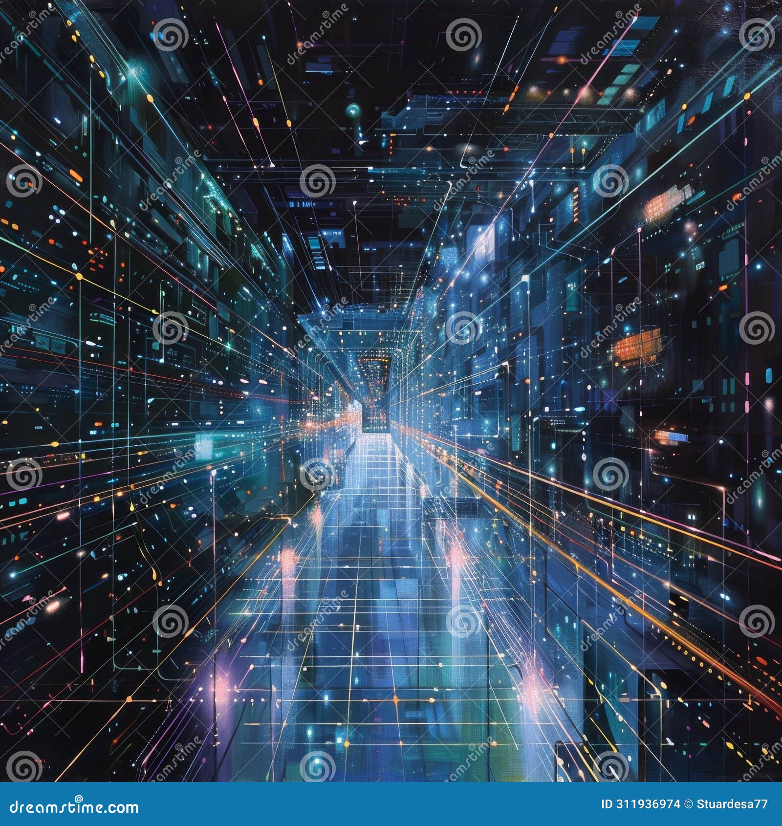 Futuristic Data Stream Corridor Stock Photo - Image of concept ...