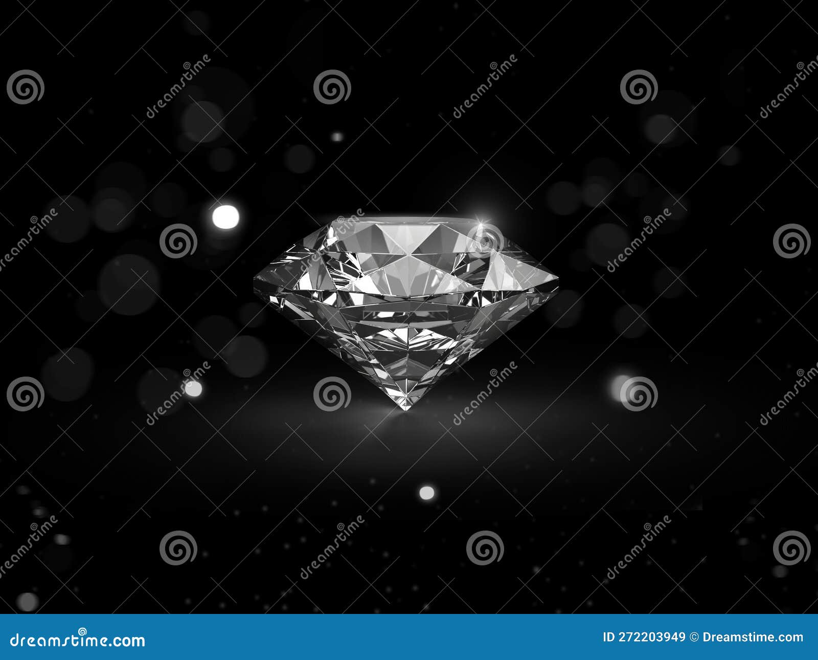 Dazzling Diamond on Black Background with Abstract Lights. Stock ...