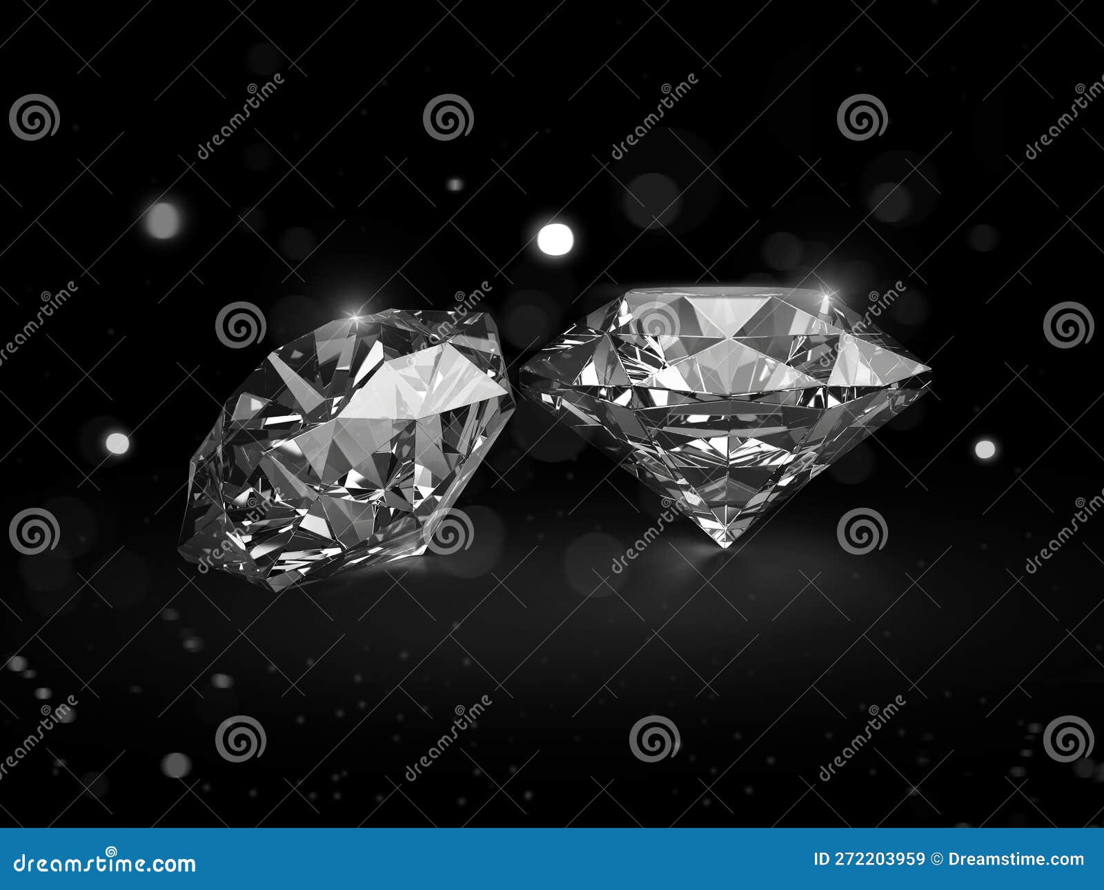 Dazzling Diamond on Black Background with Abstract Lights. Stock ...