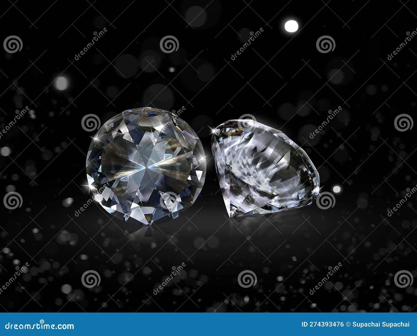 Dazzling Diamond on Black Background with Abstract Lights Stock Photo ...