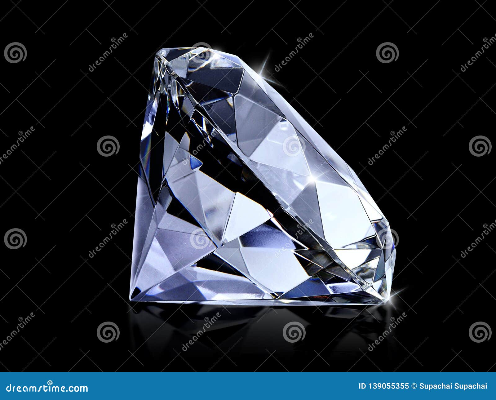 Dazzling Diamond on Black Background Stock Image - Image of blue ...