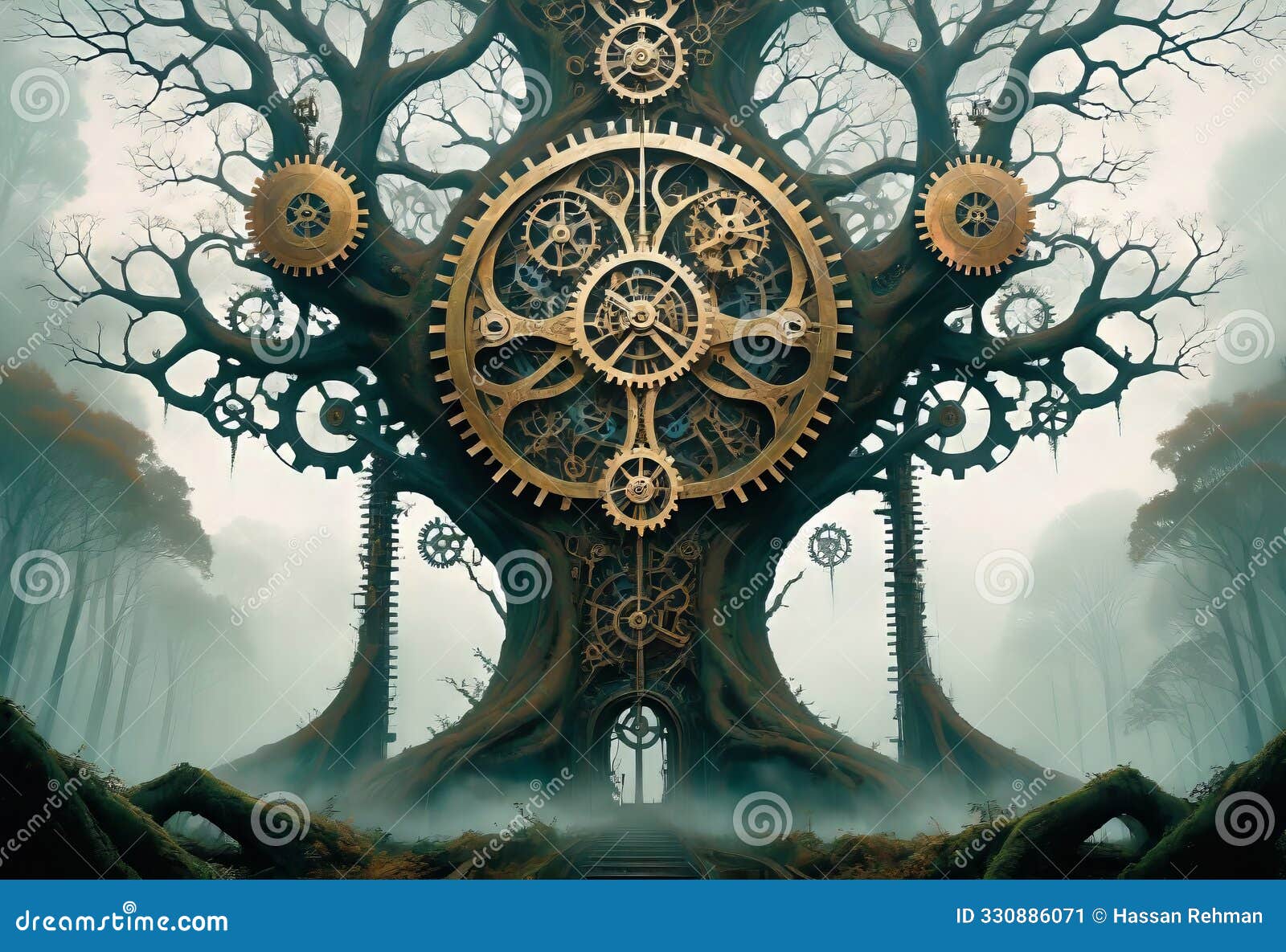 A Dazzling Ensemble of Mechanical Clockwork Trees Tower Stock ...