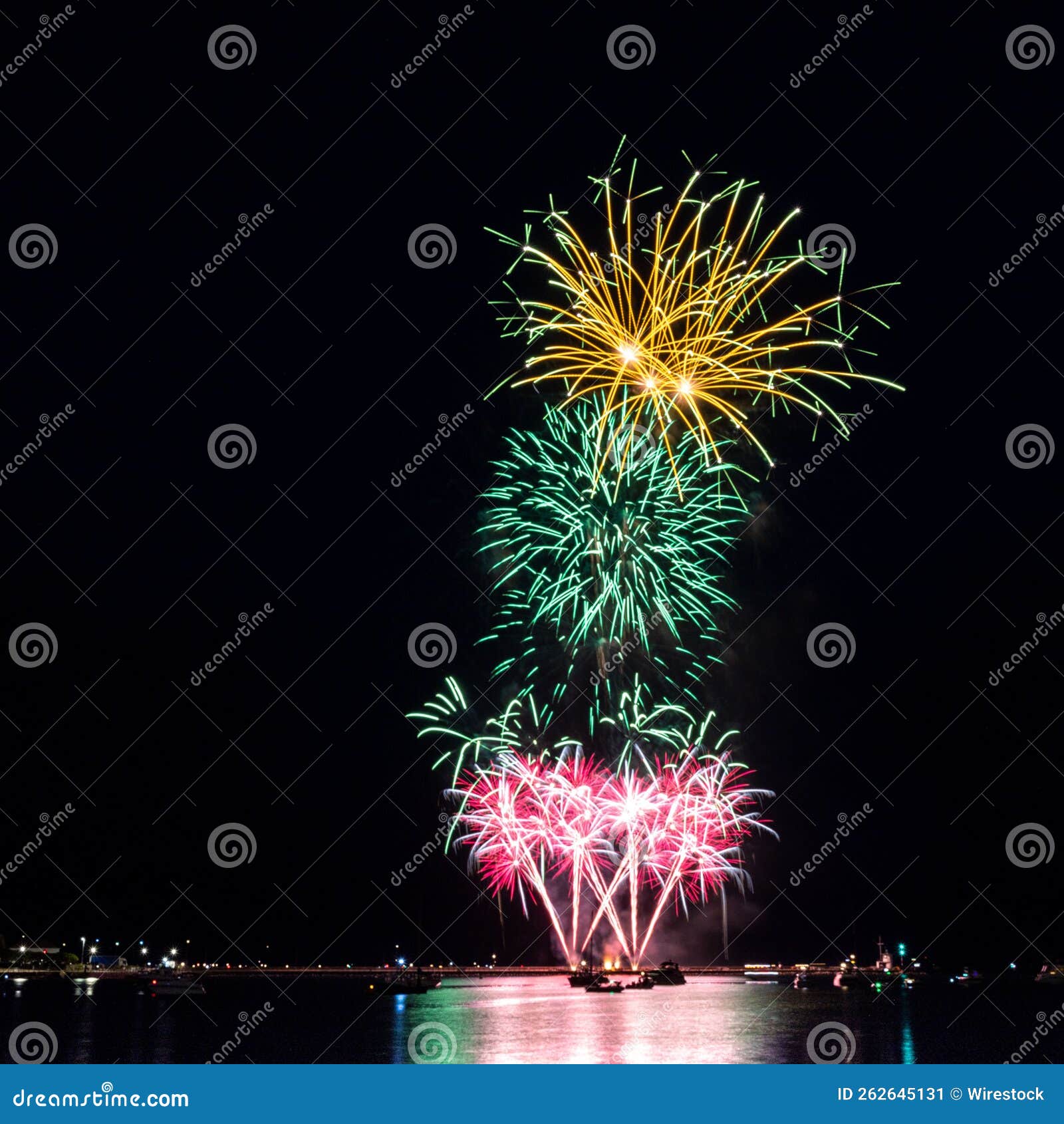 Dazzling Firework Explosion Over the Harbor at Night in Devon Plymouth ...