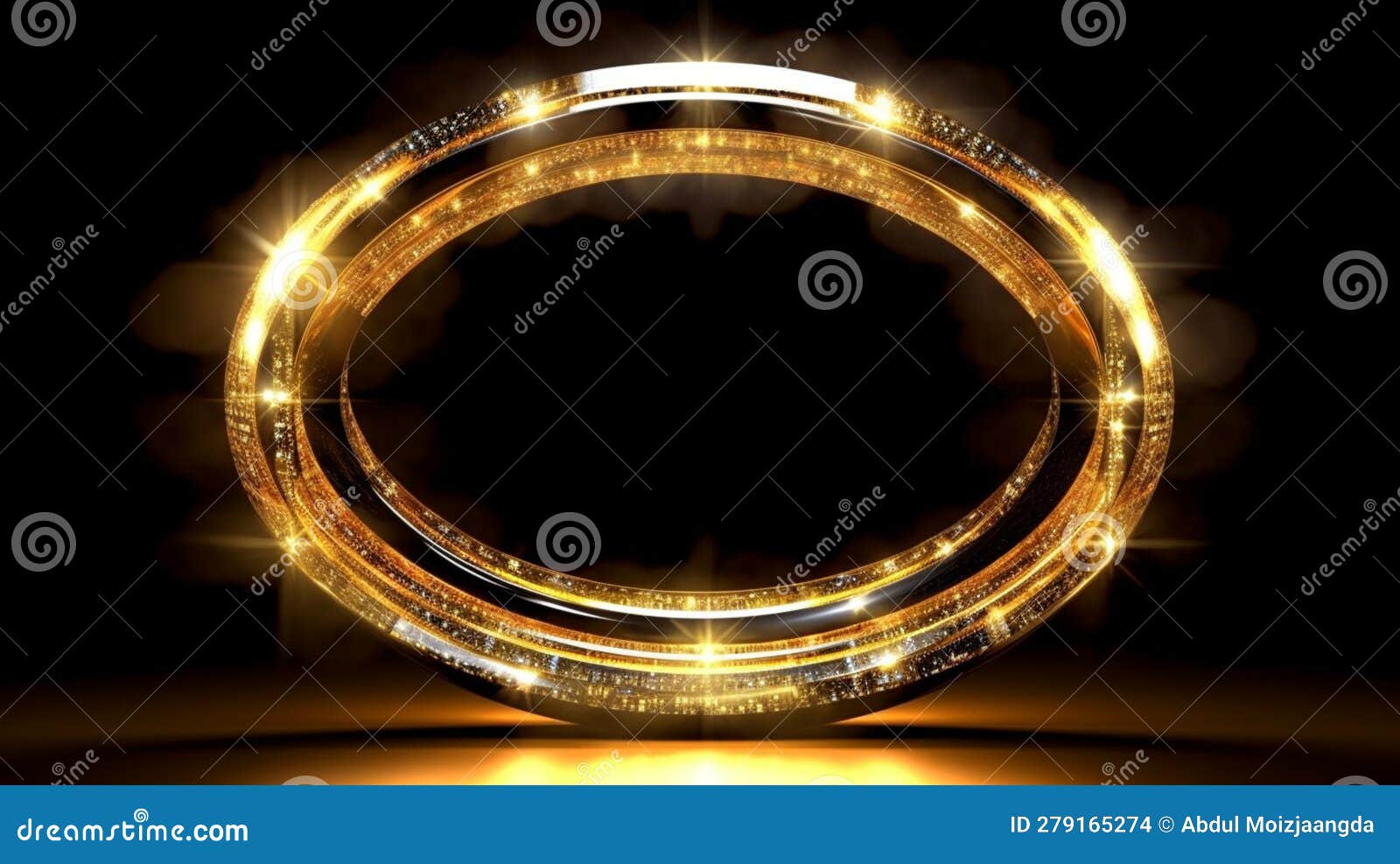 Dazzling Golden Circle Light with Abstract Forms Stock Illustration ...