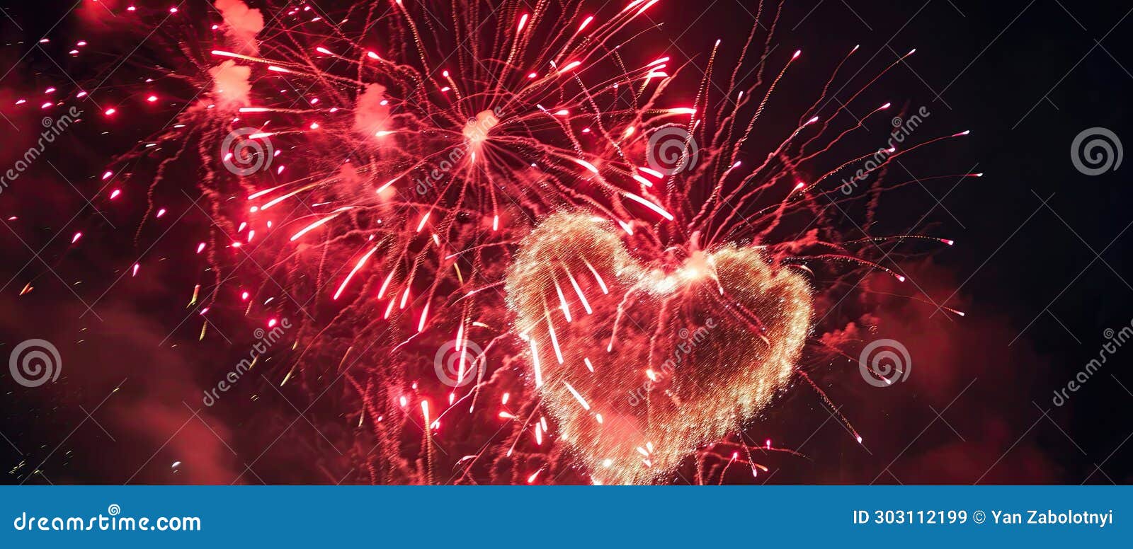 Dazzling Heart-Shaped Fireworks Illuminate the Night Sky Stock ...