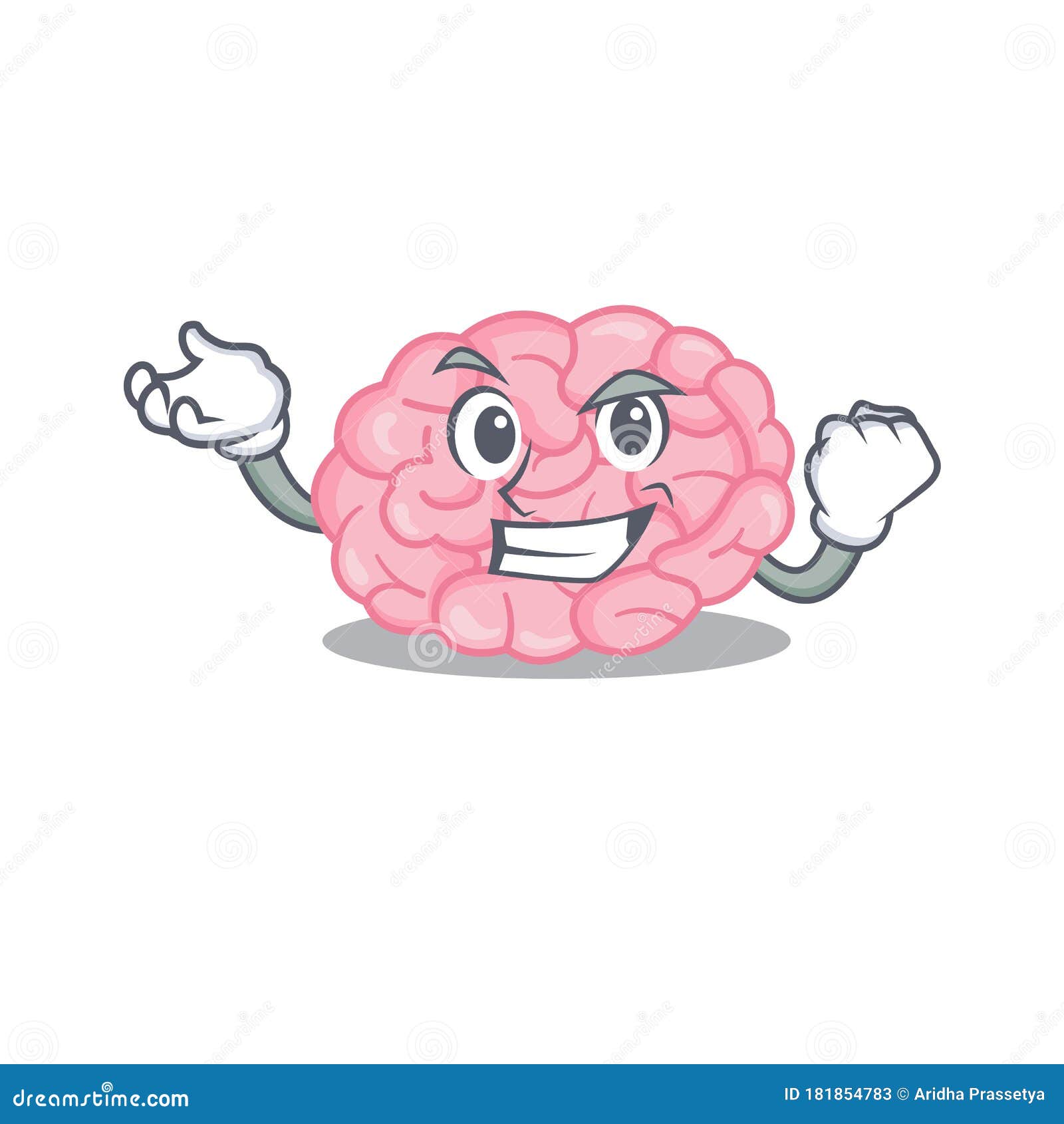 A Dazzling Human Brain Mascot Design Concept with Happy Face Stock ...